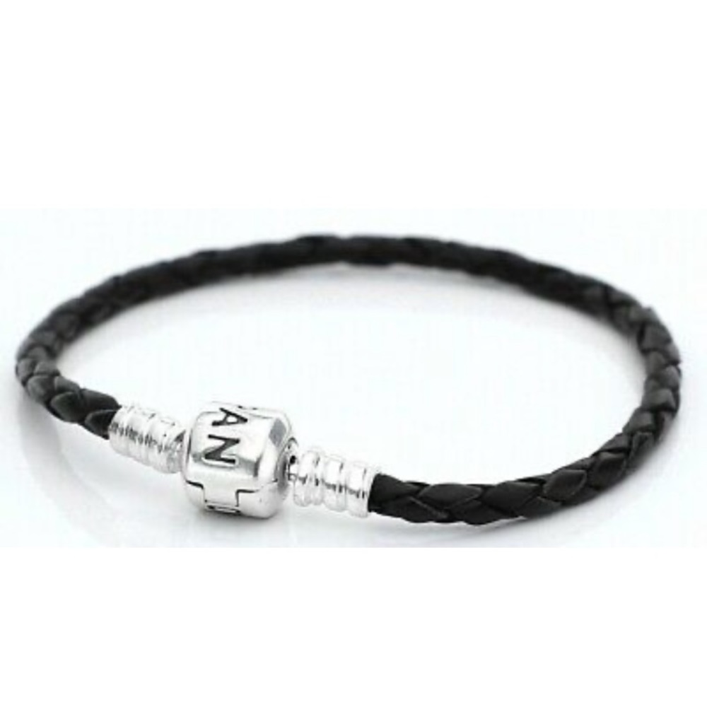 Authentic Pandora Braided Black Leather Bracelet Ster… - Gem